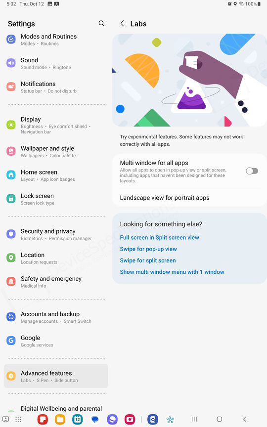 Samsung Galaxy Tab S9 FE Wi-Fi Review - OS, UI, Settings menu, applications