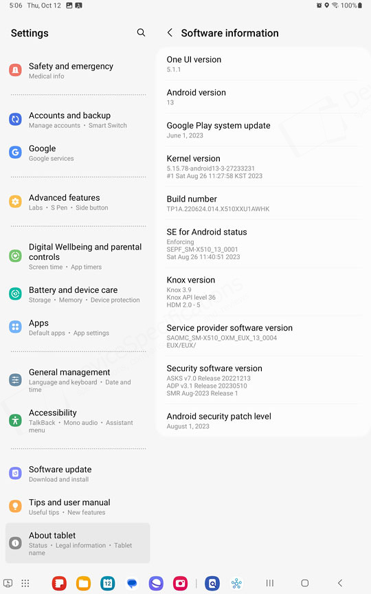 Samsung Galaxy Tab S9 FE Wi-Fi Review - OS, UI, Settings menu, applications